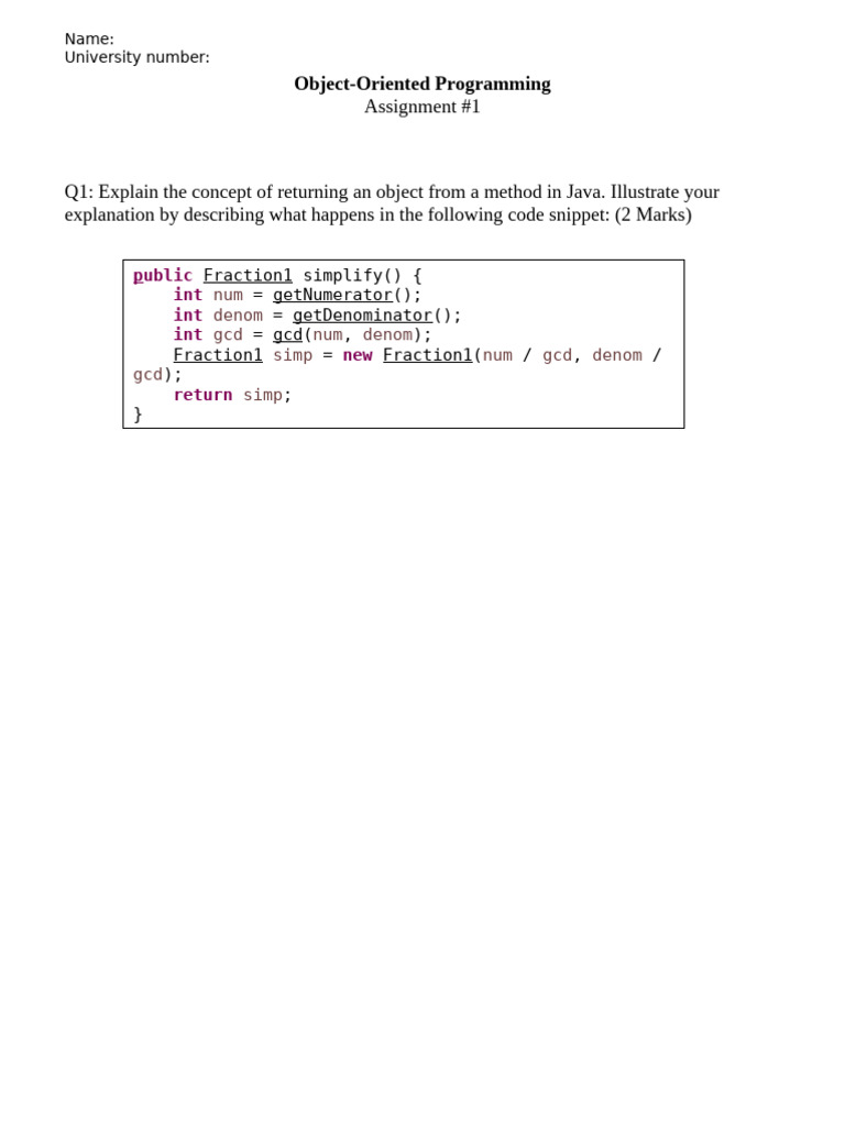 Java Object-Oriented Programming Assignment | PDF