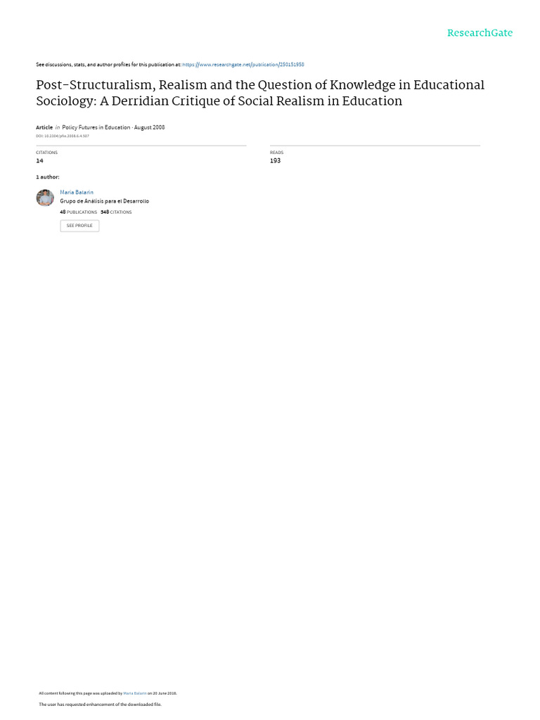 BALARIN. Post-Structuralism - Realism - and - The - Question - of ...