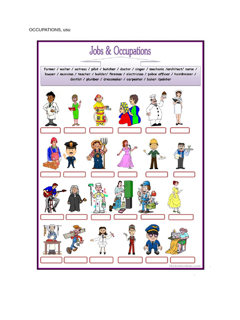 Occupation Fill-in-the-Blank Exercise | PDF