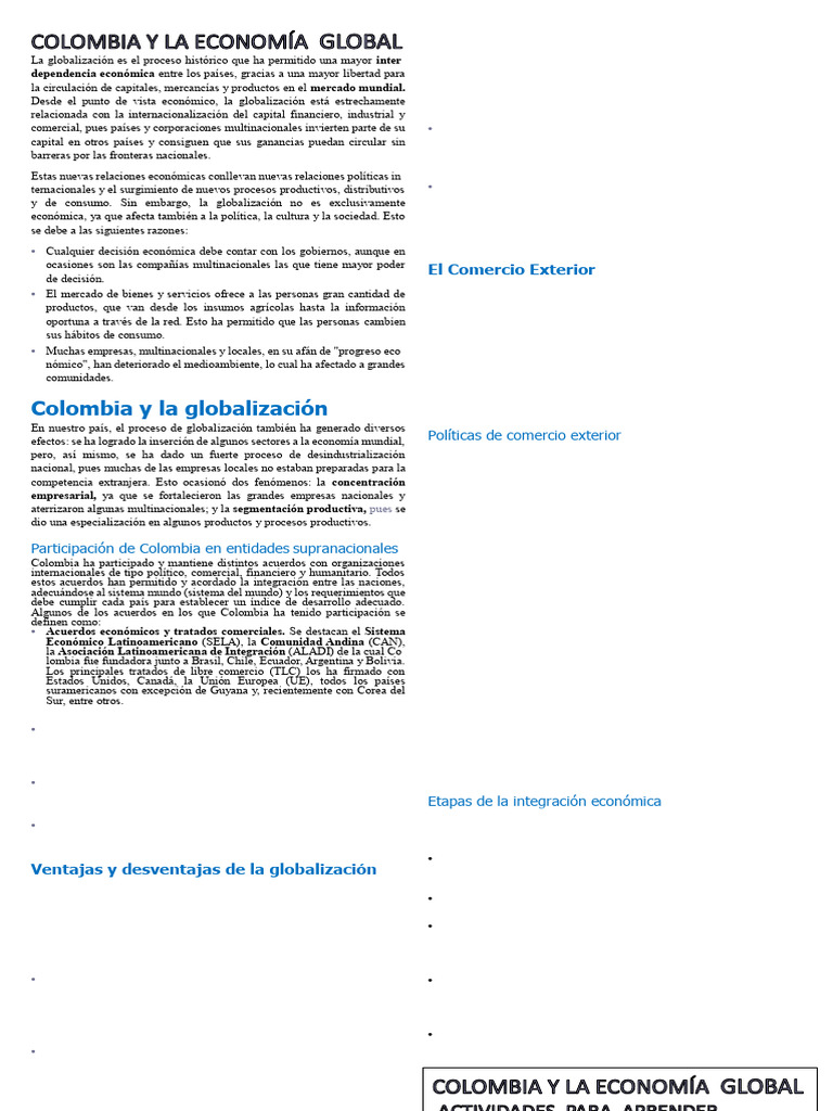 Colombia y La Globalizacion 10° | PDF | El comercio internacional ...