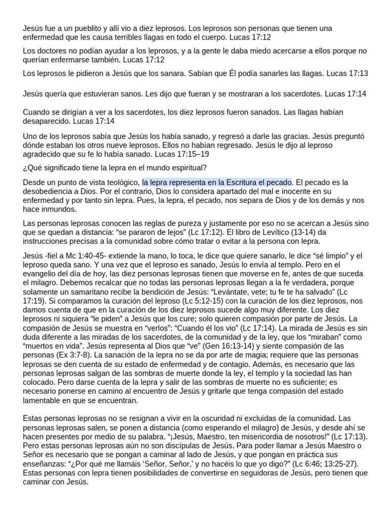 diez leprosos | PDF | Jesús | Gratitud