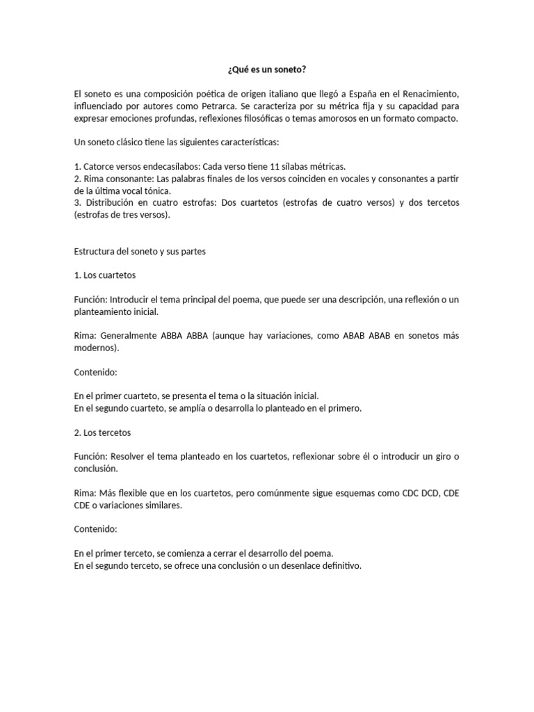 Qué Es Un Soneto | PDF