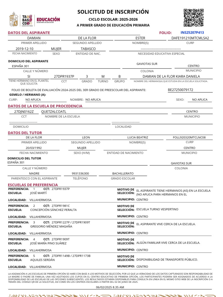Preinscripcion Ins25207p413 | PDF