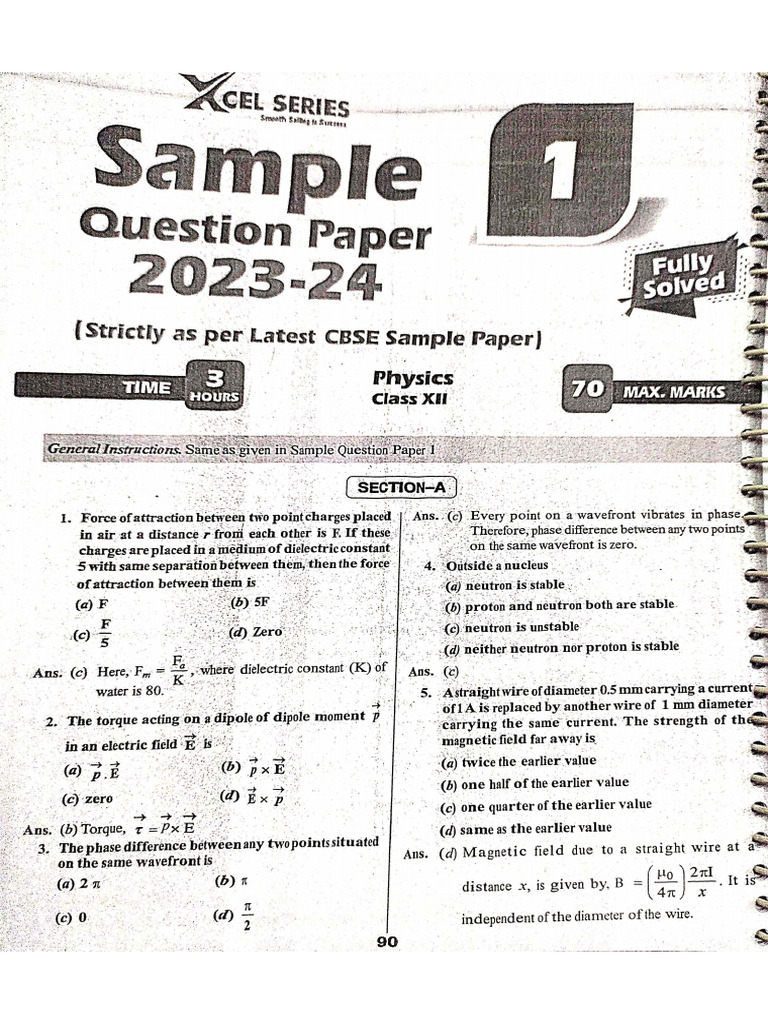 Physics Sample Paper | PDF