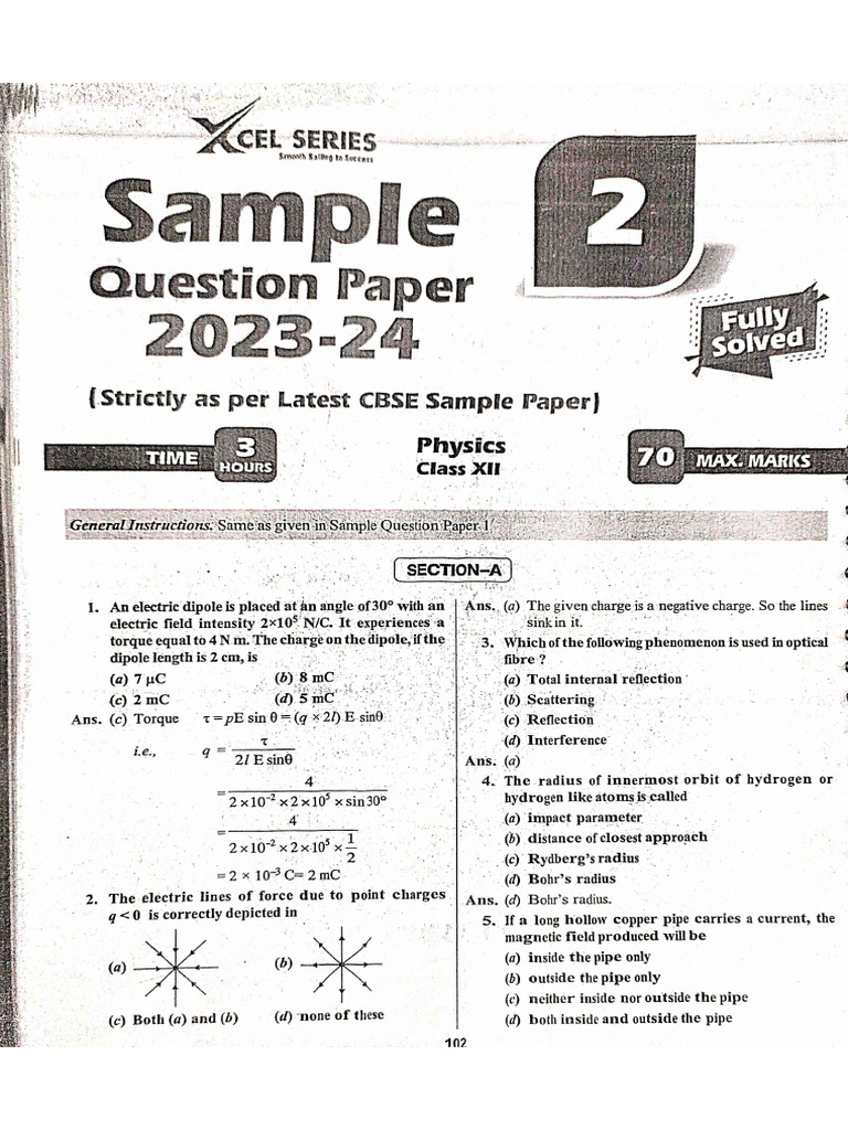 Physics Sample Paper | PDF