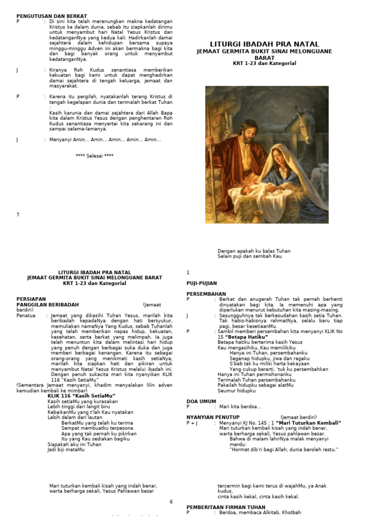 Liturgi Ibadah Pra Natal 2020 | PDF