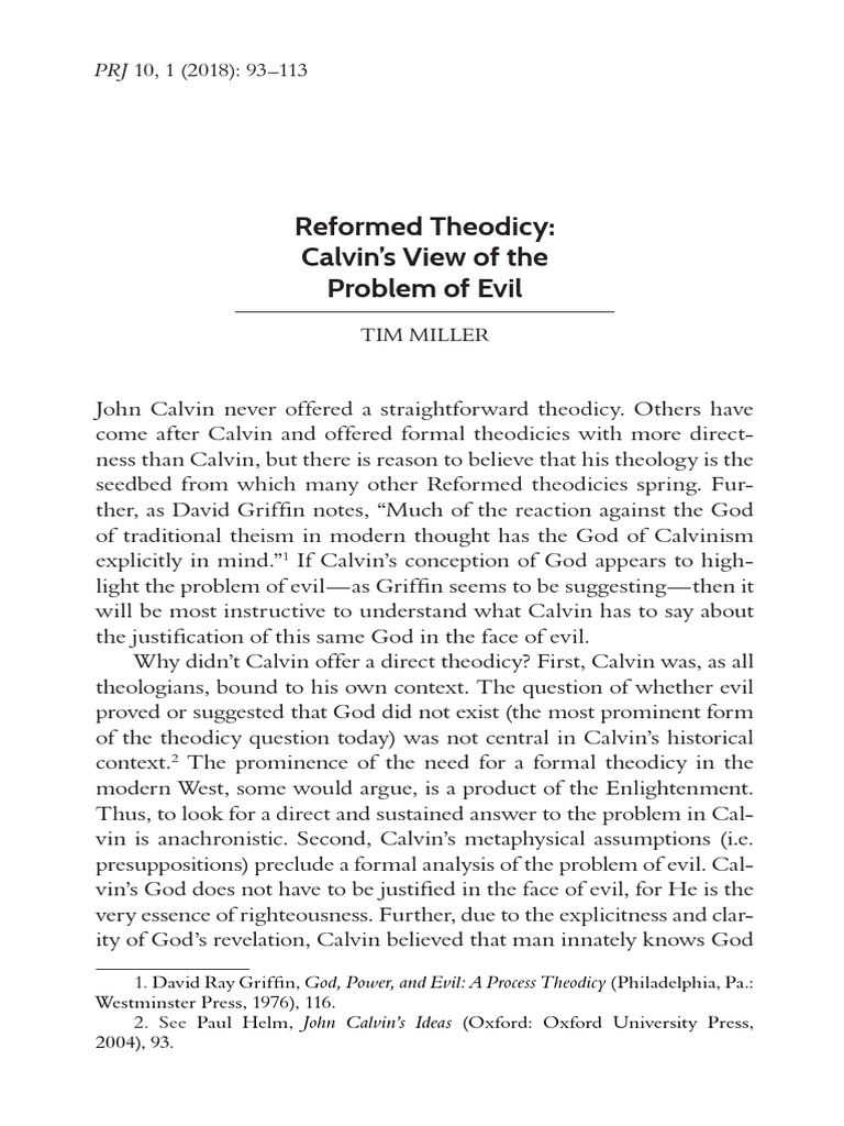Calvin's Theodicy and the Problem of Evil | PDF | Problem Of Evil ...