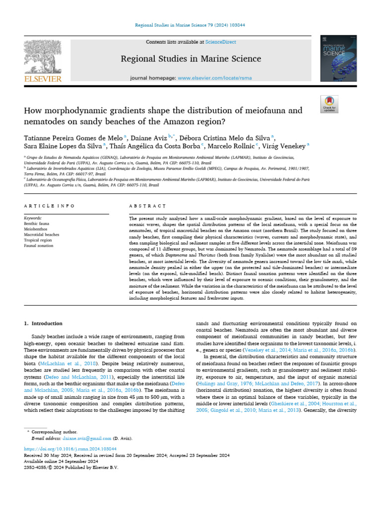 Meiofauna Distribution on Amazon Beaches | PDF | Coast | Tide