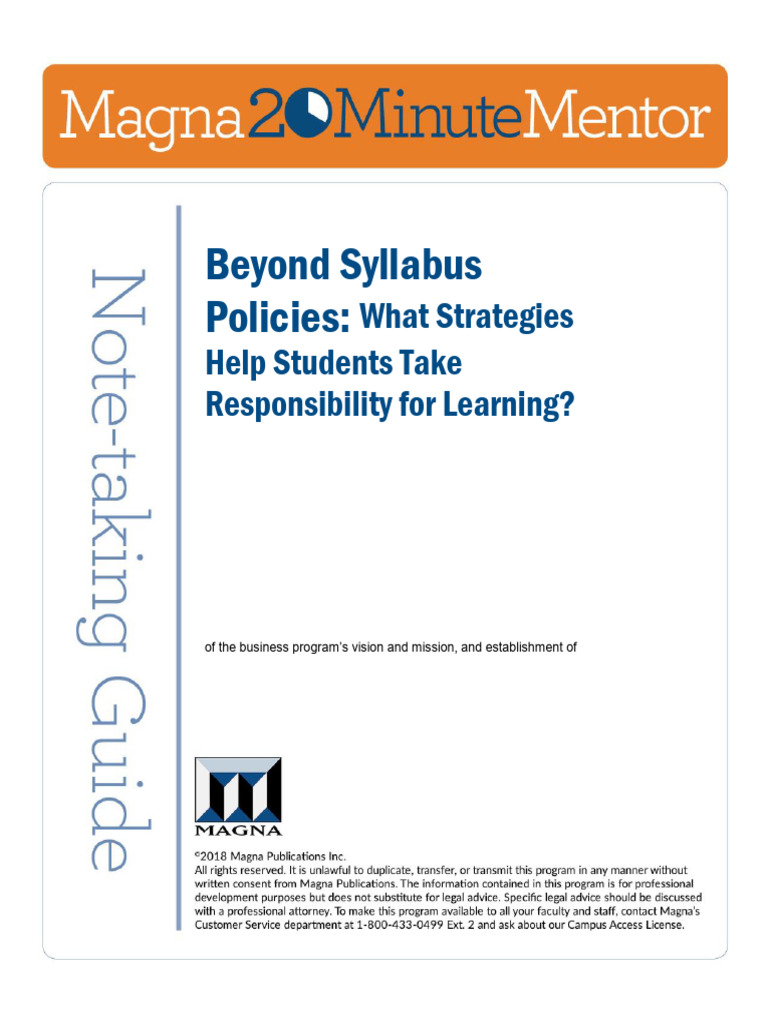 Beyond Syllabus Policies What Strategies Help Students Handout | PDF ...