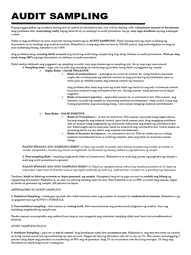 Auditing-Handout-Audit-Sampling | PDF