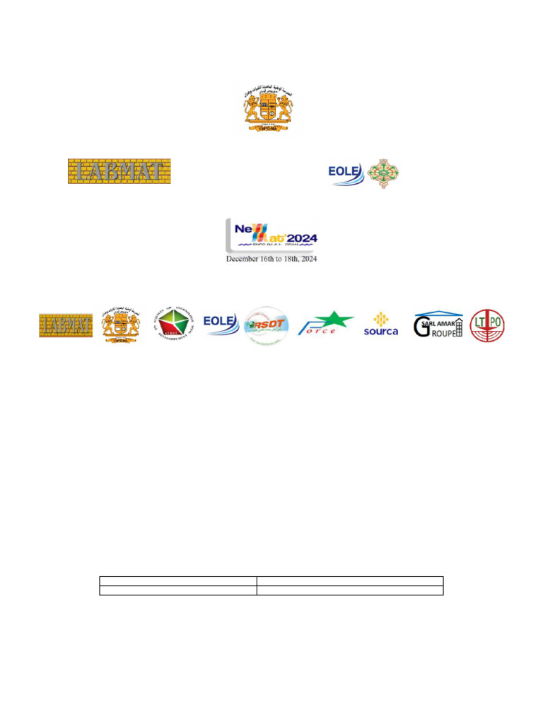 FL - Final Program NEWMAT'24 ENPO Oran Algeria | PDF | Concrete | Cement