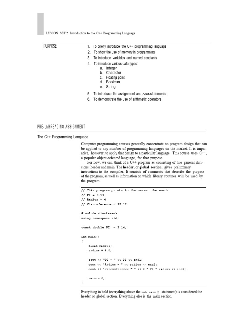 Pre-Lab Reading Assignment Ch-02 | PDF | Data Type | Boolean Data Type