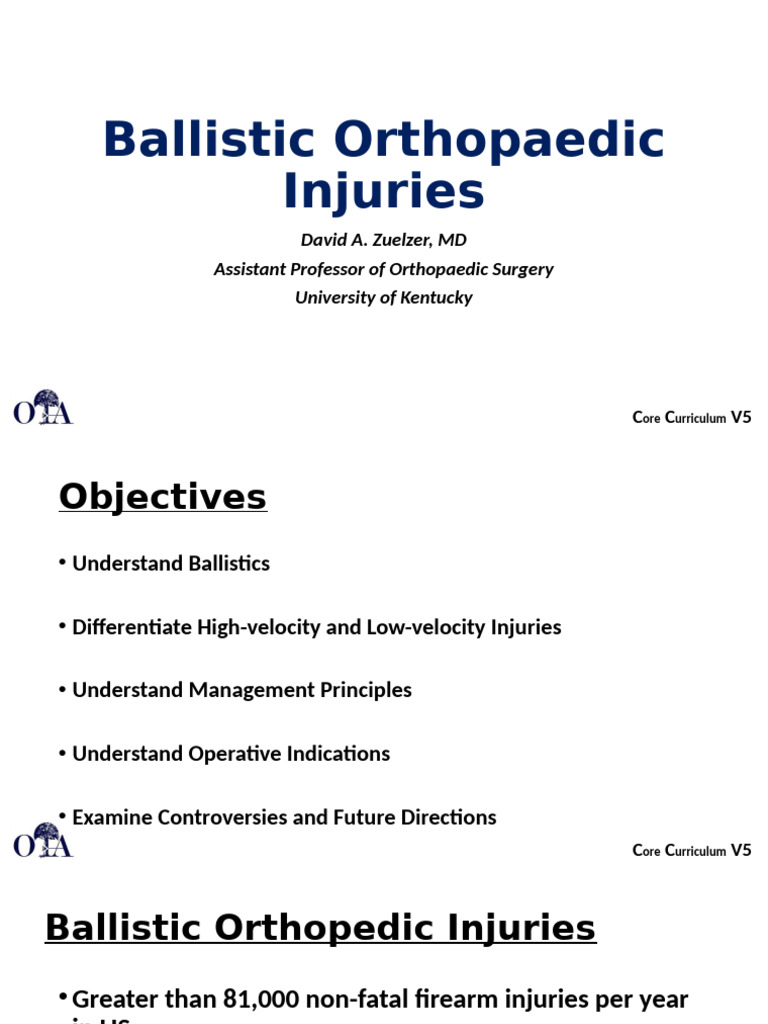 Ballistic Orthopaedic Injuries | PDF | Wound | Bullet