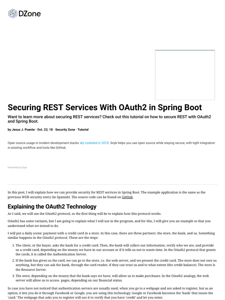 Securing Rest Services With Oauth2 In Spring Boot Dzone Security 3390