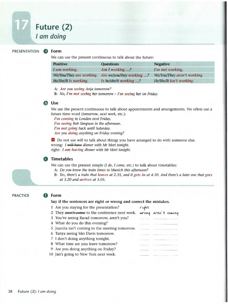 Present Continuous for Future Events | PDF