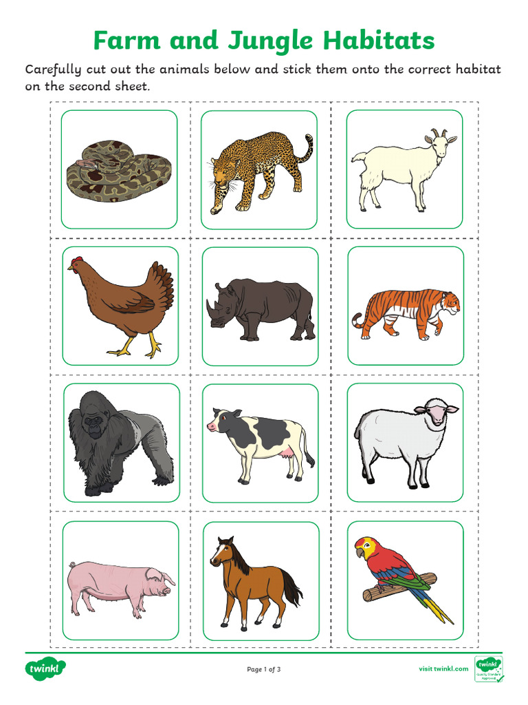 T SC 1644827620 Farm and Jungle Habitats Animal Sorting Activity Sheet ...