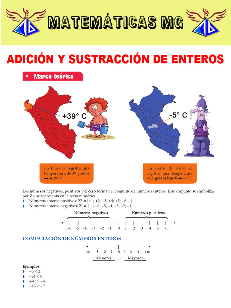 Adición y Sustracción de Enteros | PDF | Entero | Notación Matemática