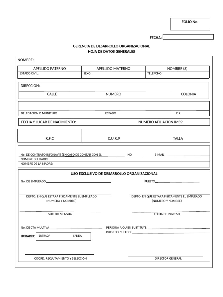 Hoja Datos Generales | PDF