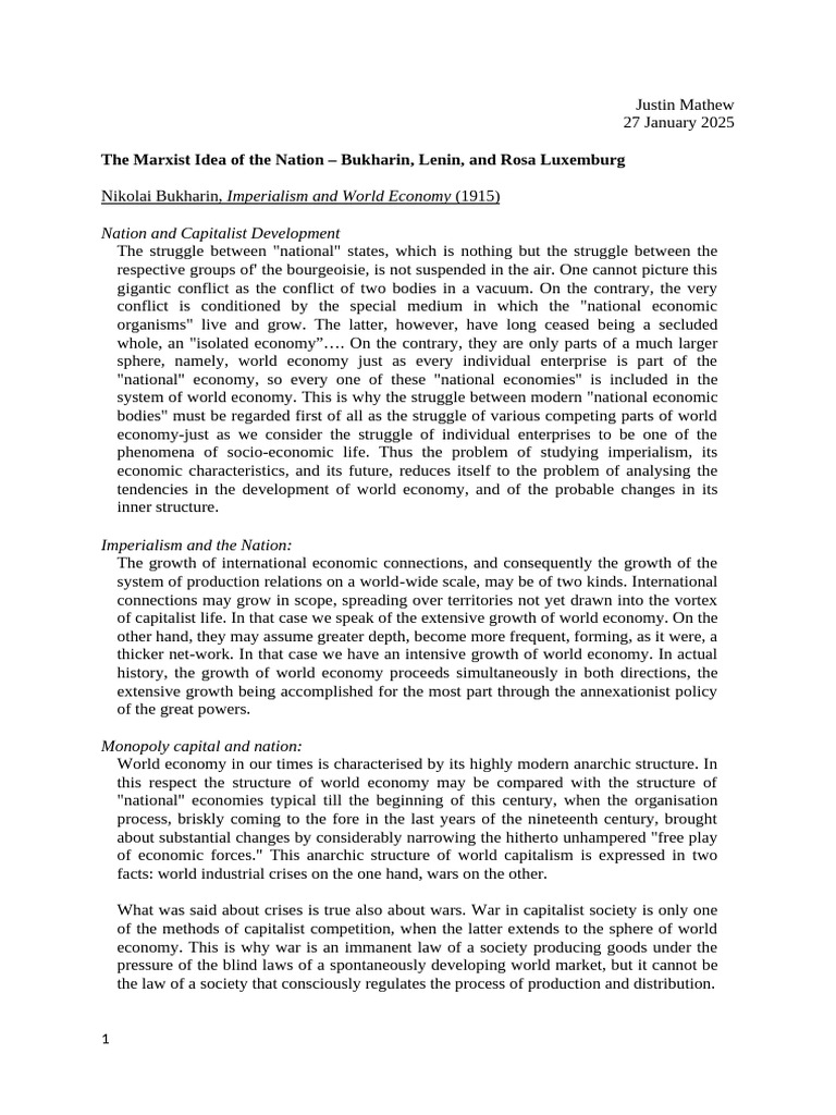 Marxist Perspectives on Nation and Imperialism | PDF | Bourgeoisie ...