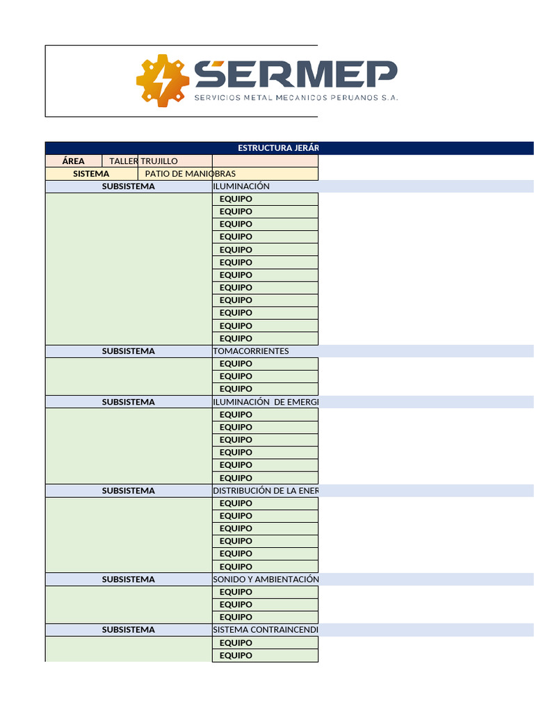Estructura Jerárquica de Sistemas y Equipos | PDF | Materiales ...