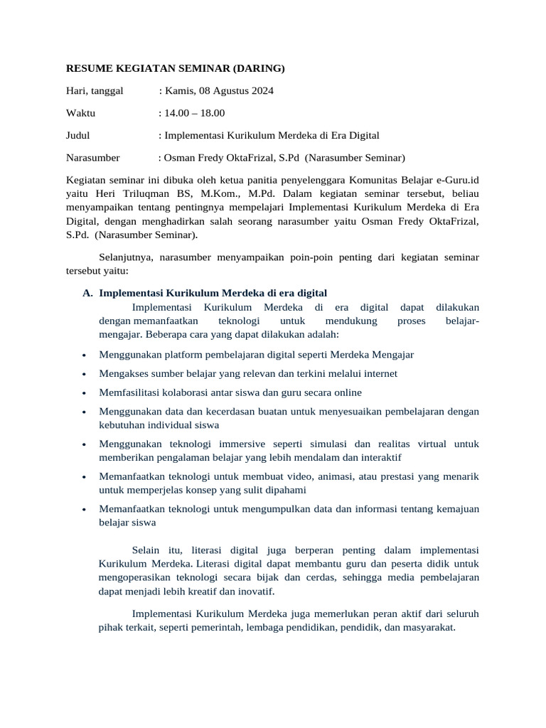 Resume Kegiatan Berbagi Praktik Baik | PDF