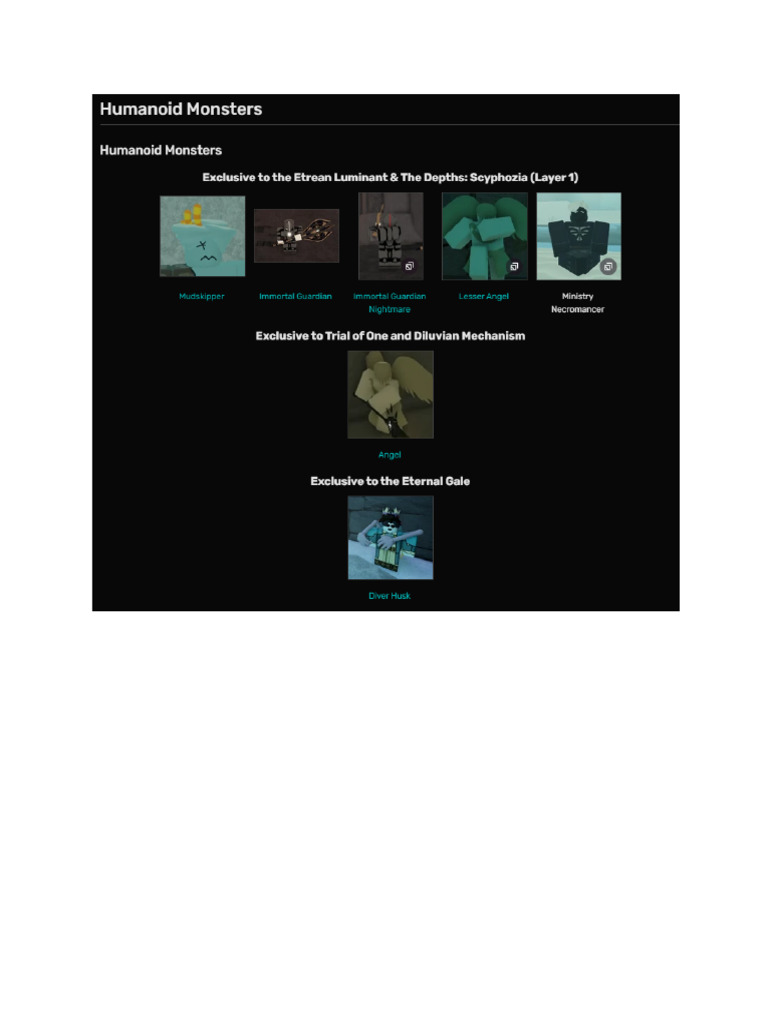 humanoid deepwoken monsters | PDF