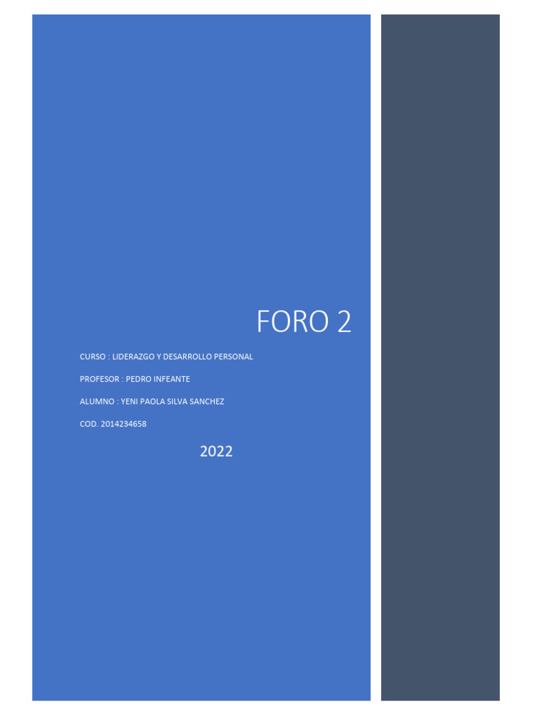 FORO 2 - desarrollo personal | PDF
