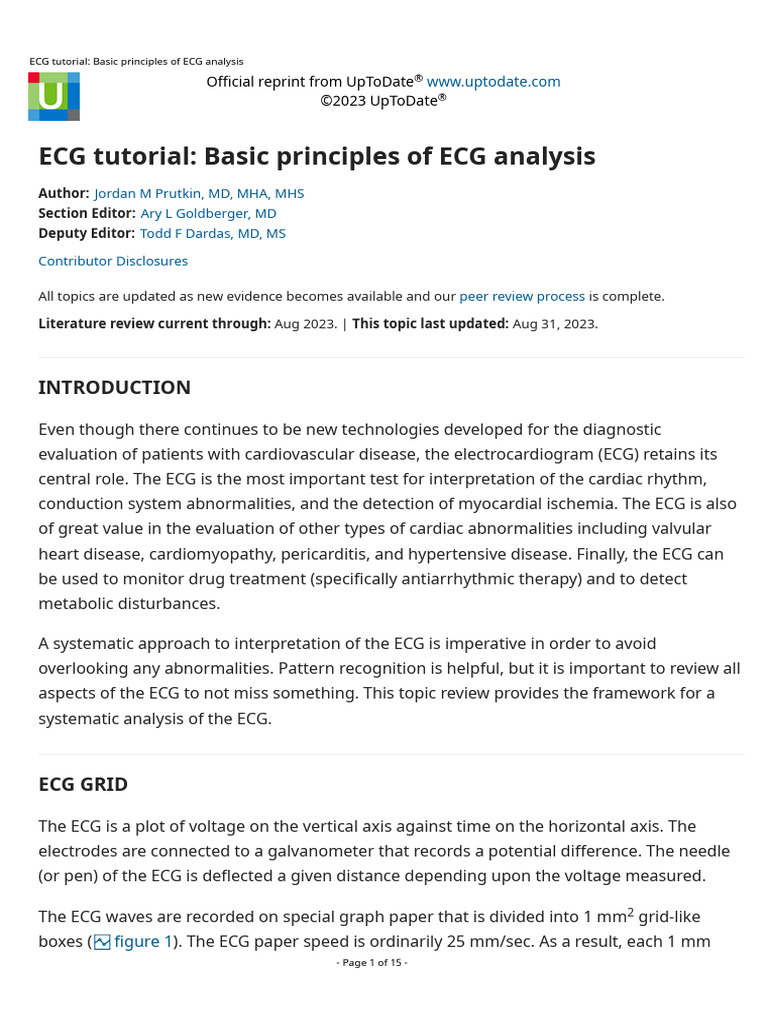 ECG Tutorial: Basic Principles of ECG Analysis | PDF | Electrocardiography | Internal Medicine