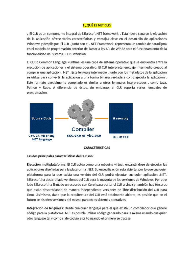 Qué Es Net CLR | PDF | .NET Framework | Compilador