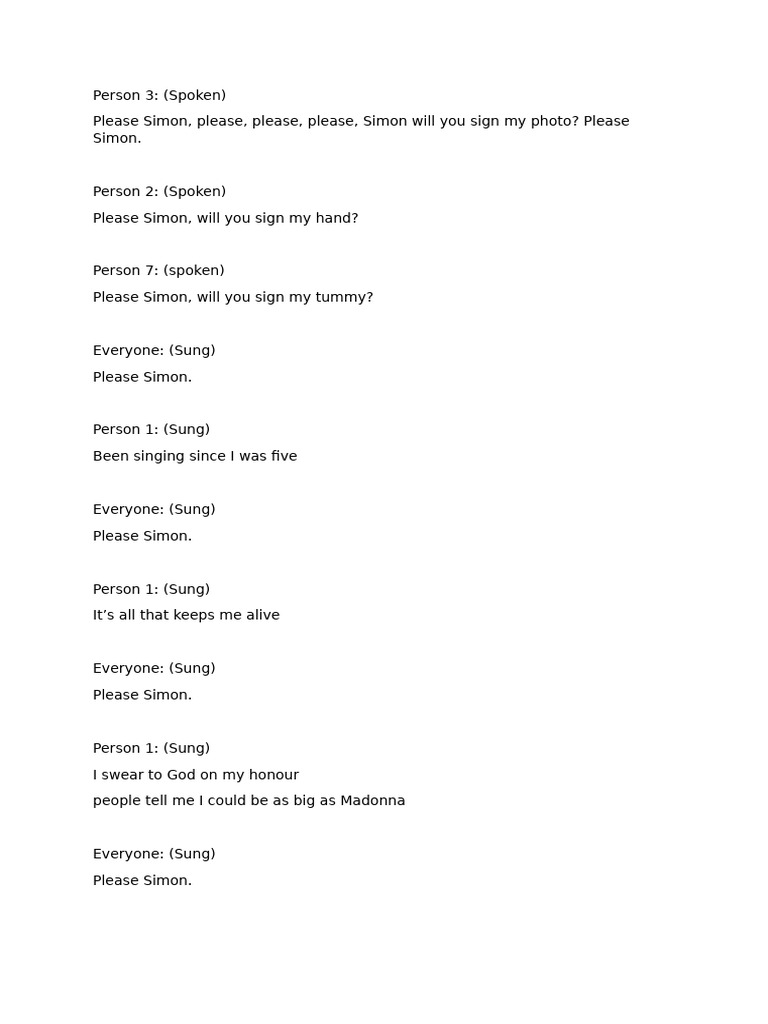 I Cant Sing - I Cant Sing The Musical Lyrics | PDF