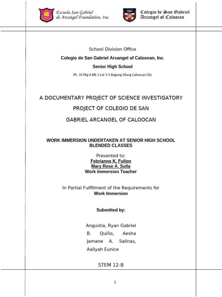 SAMPLE-WORK-IMMERSION-PORTFOLIO | PDF | Calcium | Materials