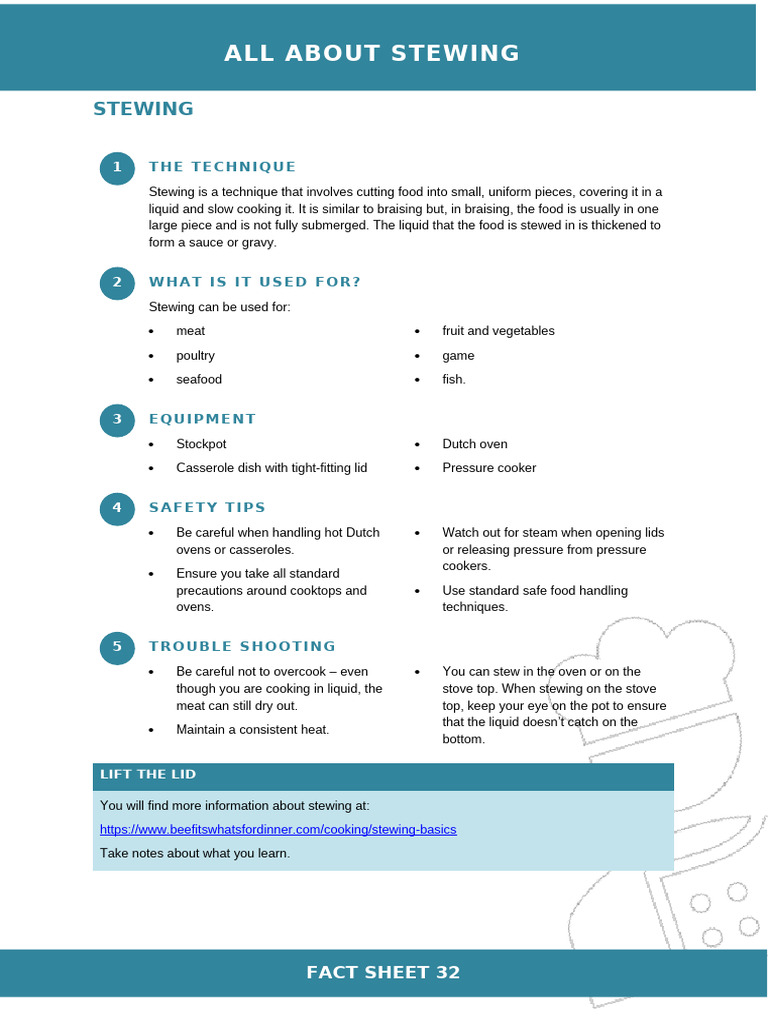 Stewing Techniques and Tips Guide | PDF