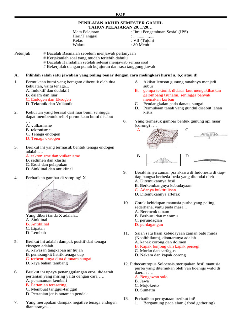 07. Soal PAS IPS Kelas 7 Semester 1 | PDF