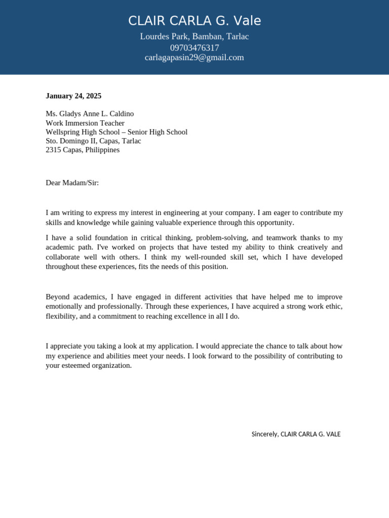 Application-Letter_Vale | PDF