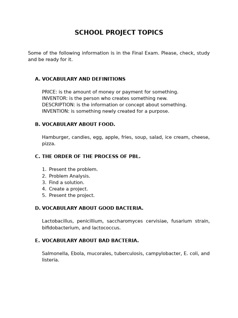 School Project Guide for Students | PDF