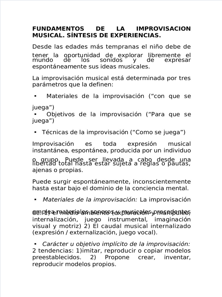 Fundamentos de La Improvisacion Musical | PDF | Improvisación | Sevilla