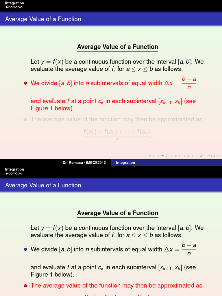 Lecture 5, Average Value of A Function (23032022) | PDF | Integral | Function (Mathematics)