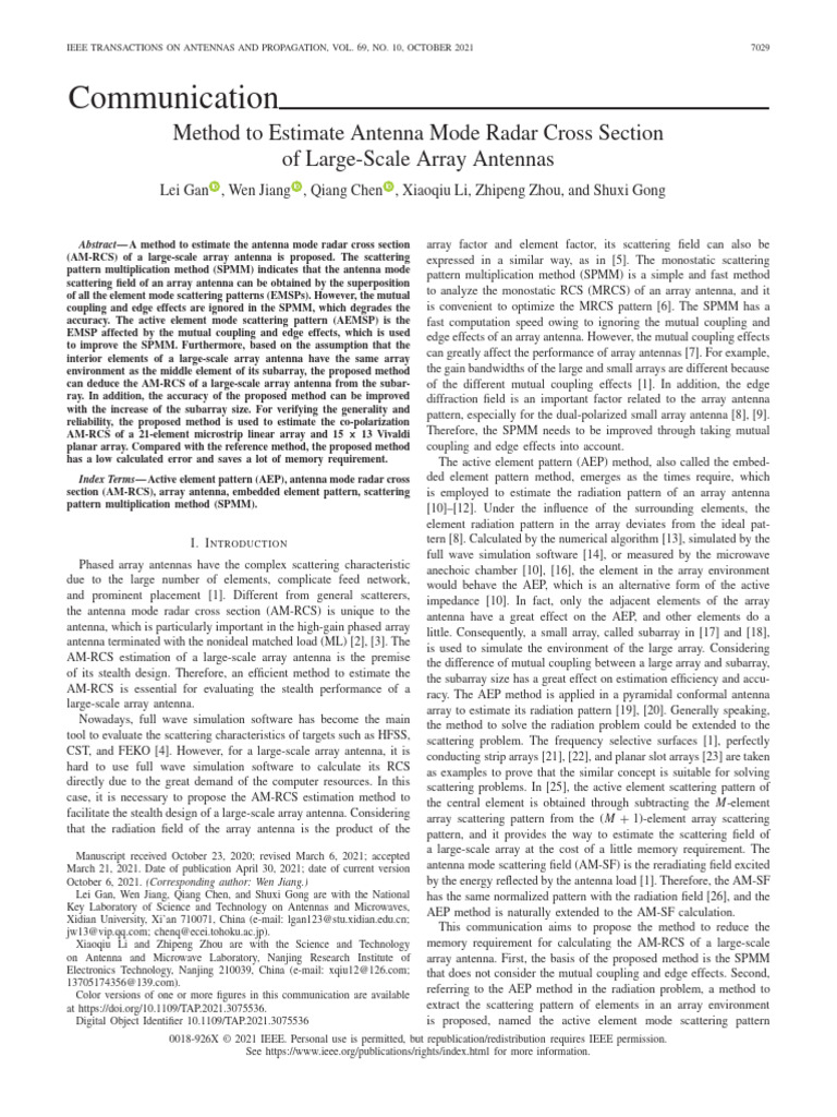 Method To Estimate Antenna Mode Radar Cross Section of Large-Scale ...