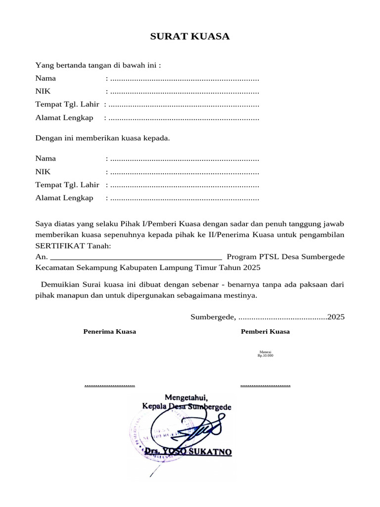 SURAT KUASa SKTL | PDF