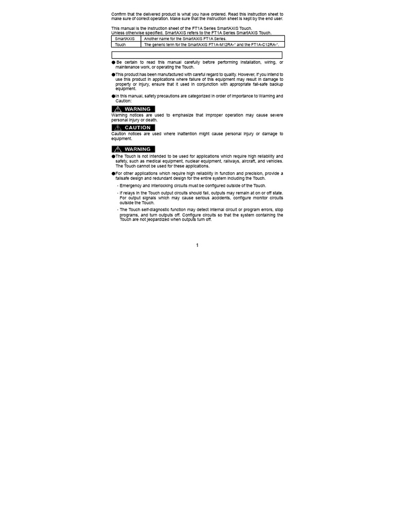 IDEC Instruction Sheet FT1A Touch PDF | PDF | Electrical Connector | Usb