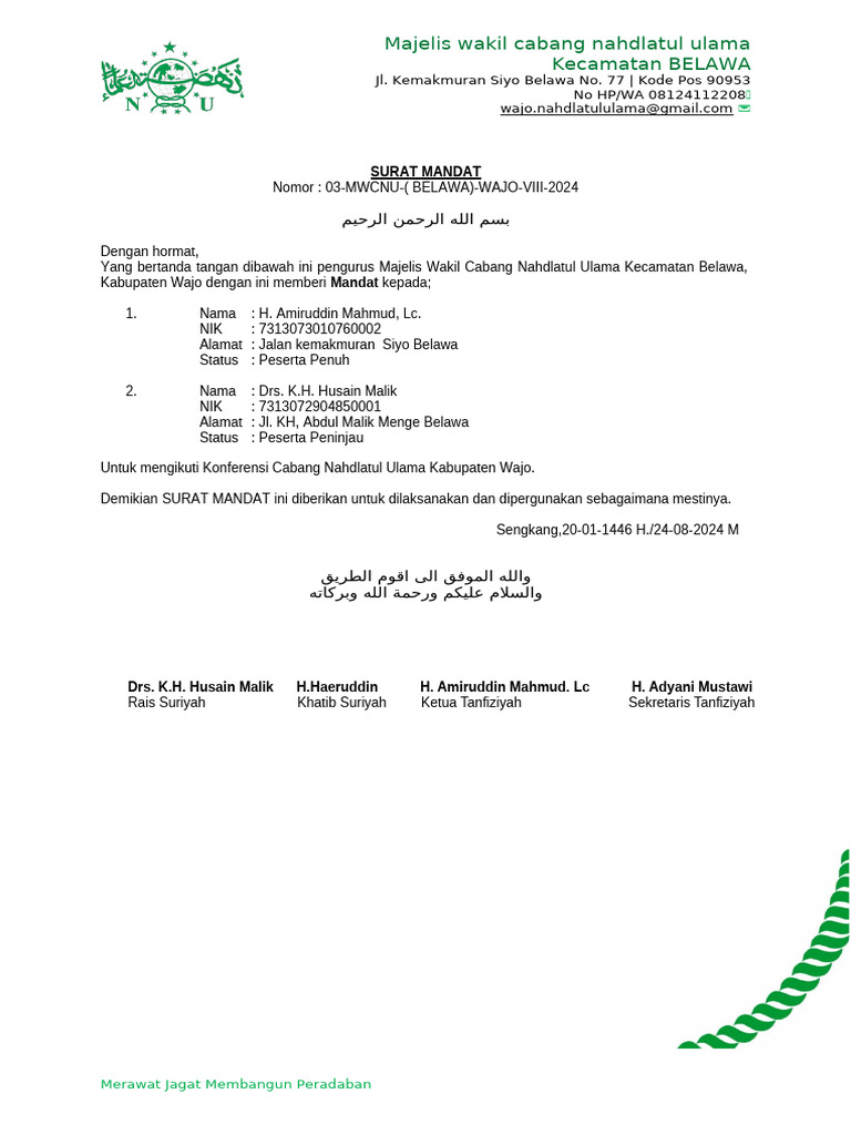 CONTOH SURAT MANDAT | PDF