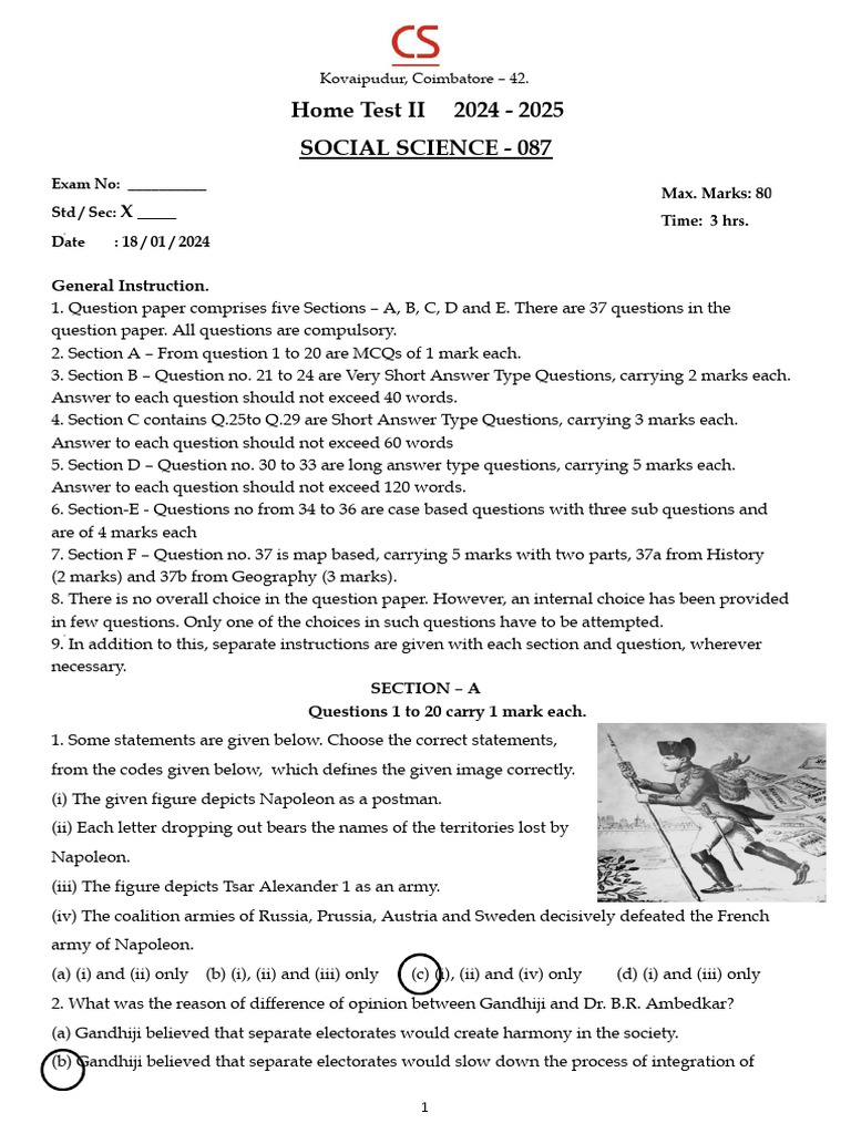 Kovaipudur Social Science Exam Paper 2024 | PDF | Advocacy Group ...