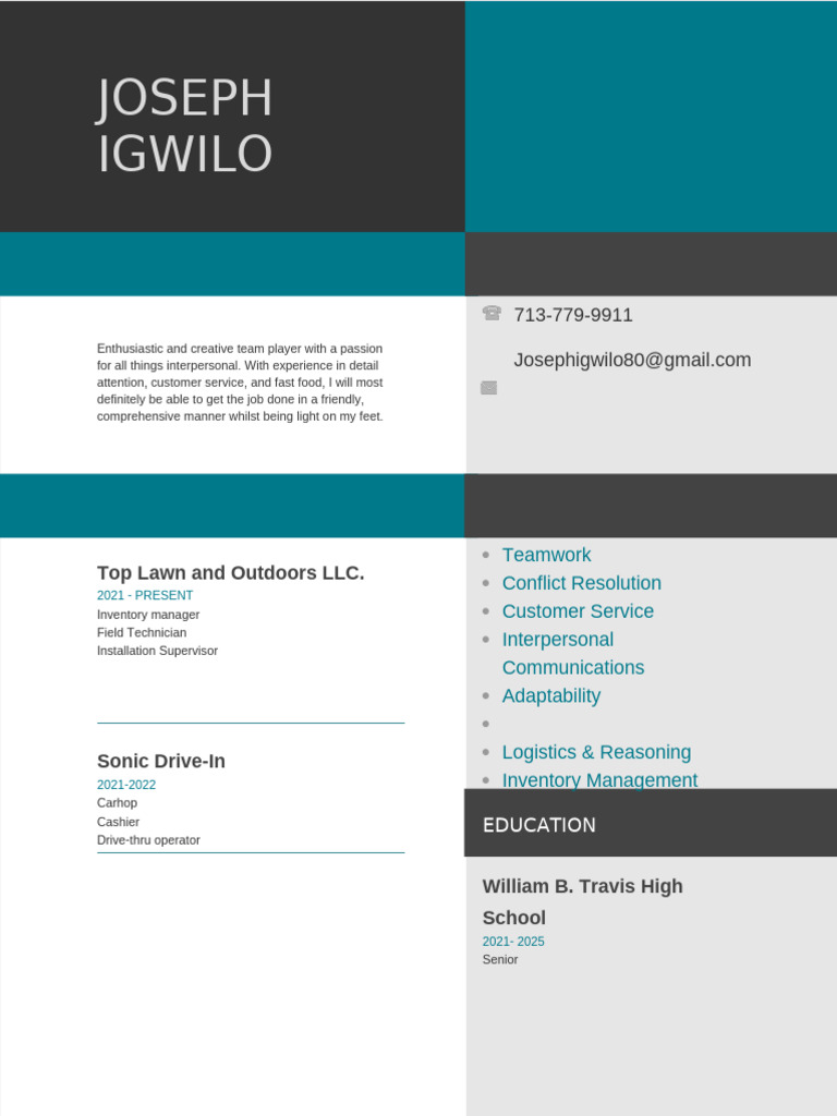 Joseph Igwilo: Profile Contact | PDF