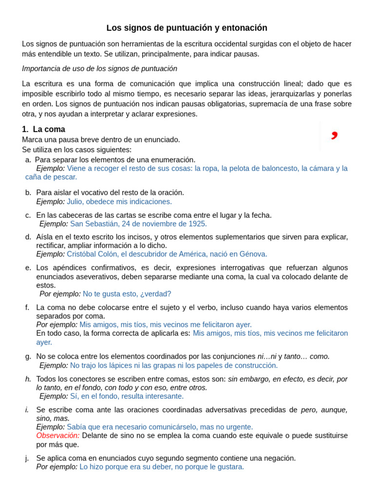 Signos de Puntuación y su Uso Correcto | PDF | Coma | Puntuación