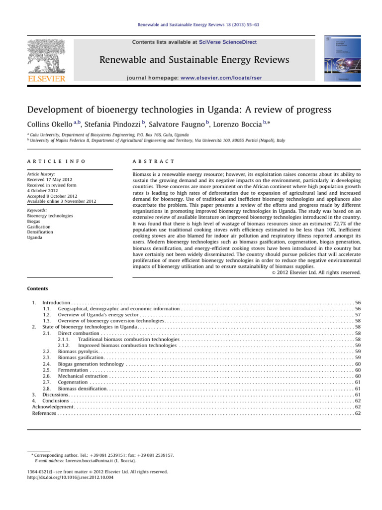 Development of Bioenergy Technologies in | PDF | Gasification | Bioenergy