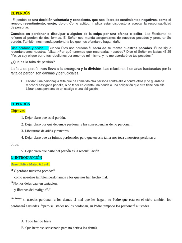 Tema El Perdón | PDF | Perdón | Pecado