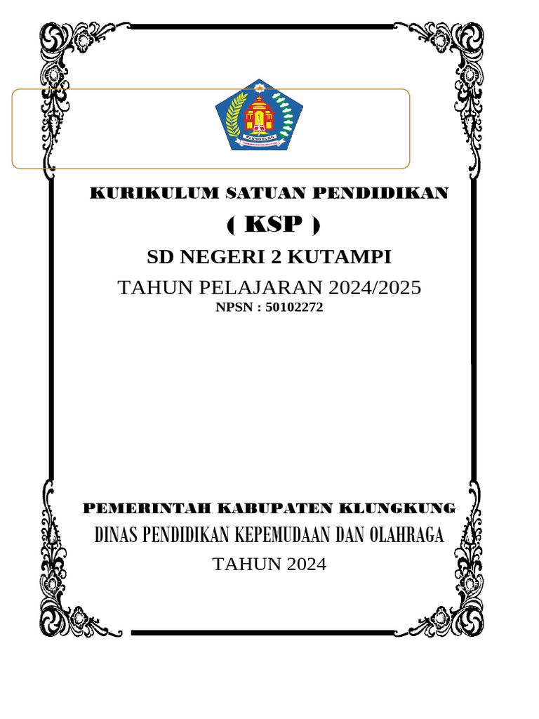 Kurikulum SDN 2 Kutampi TH - Pel.2024.2025 | PDF