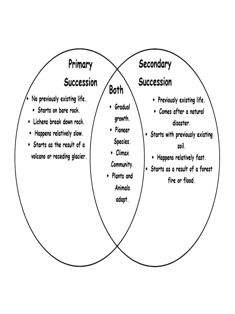 Ecological Succession Activity - Venn Diagram Check - 2011 | PDF