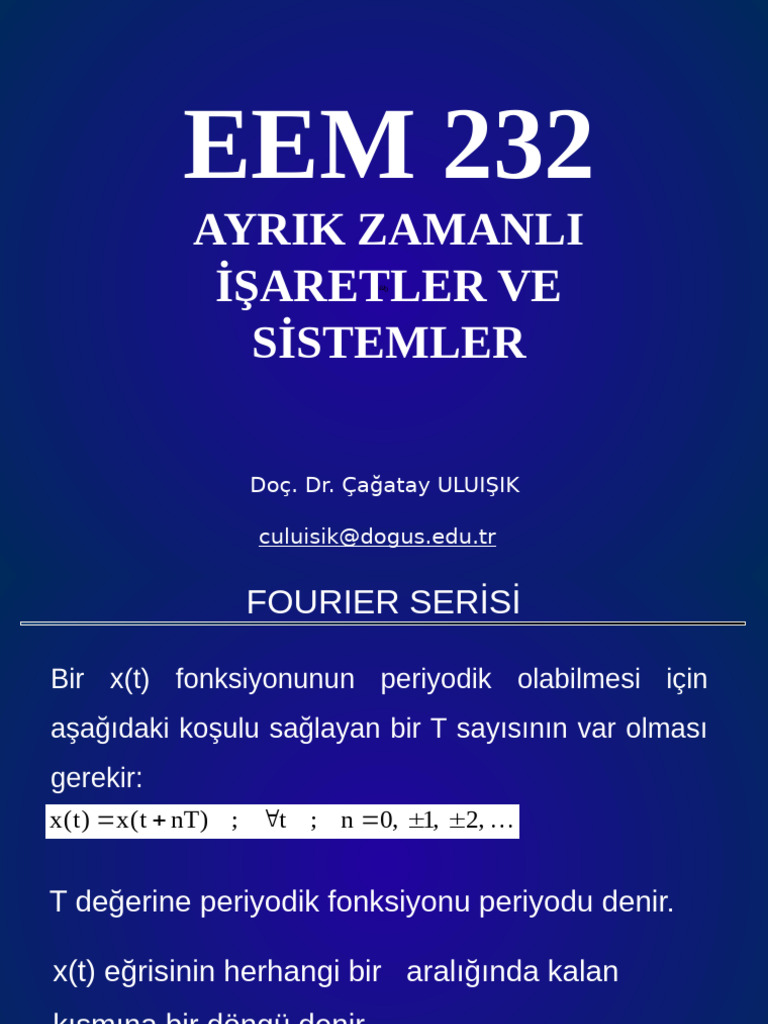 EEM232 Fourier Serisi | PDF