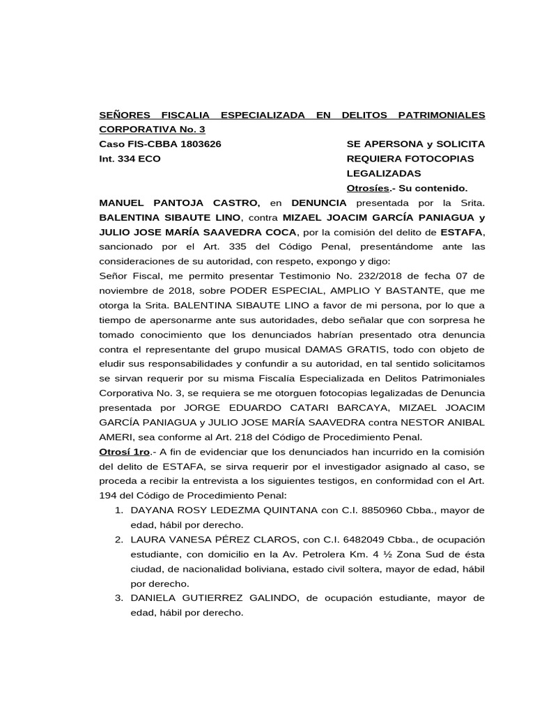 DENUNCIA ESTAFA BALENTINA 3 | PDF | Crímenes | Crimen y violencia